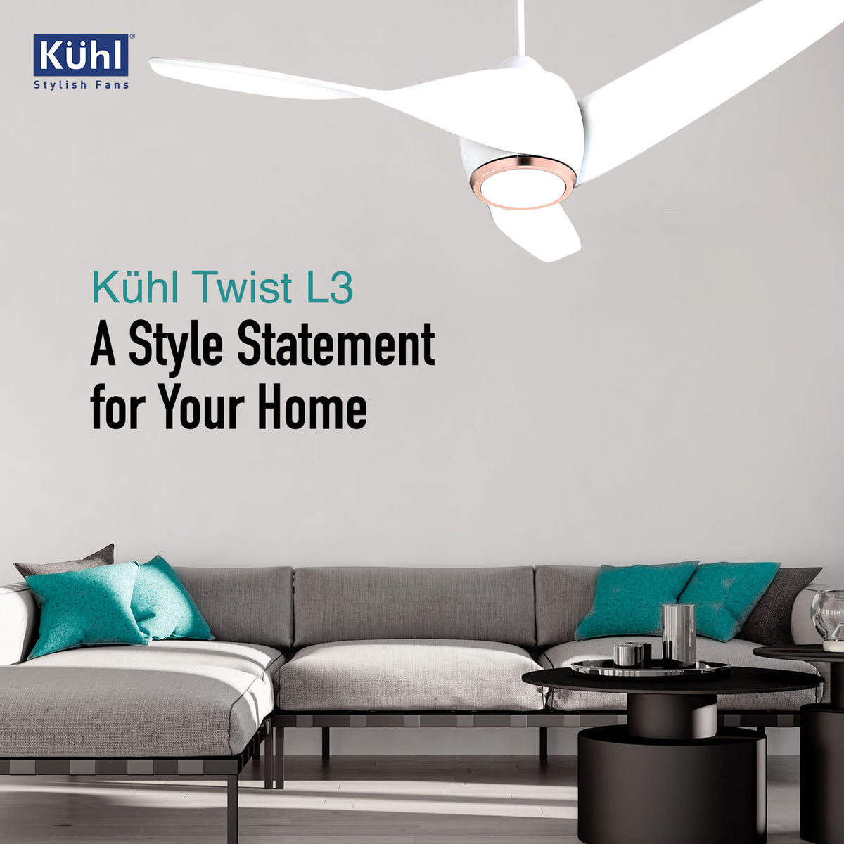 KUHL Twist L3 65% Power Saving BLDC Ceiling Fan | BEE 5 Star Rated & I